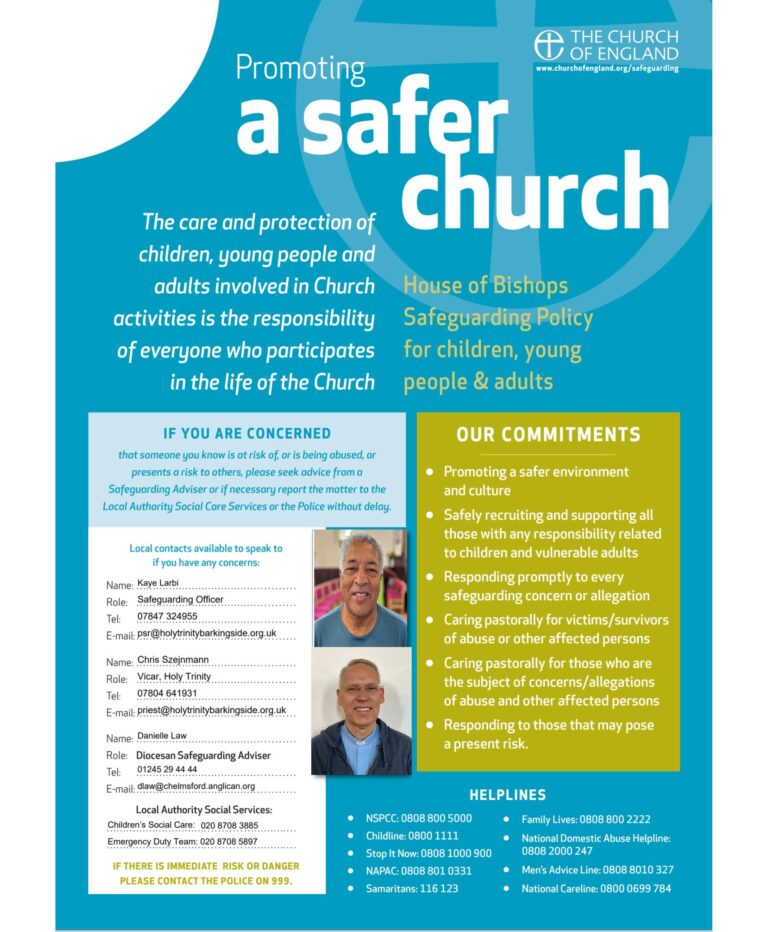 Safeguarding and Health & Safety – Welcome to Holy Trinity Barkingside